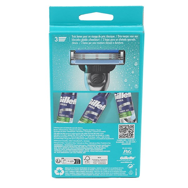 Gillette Rasoir Mach3 avec 3 têtes de rechange - Confort et précision