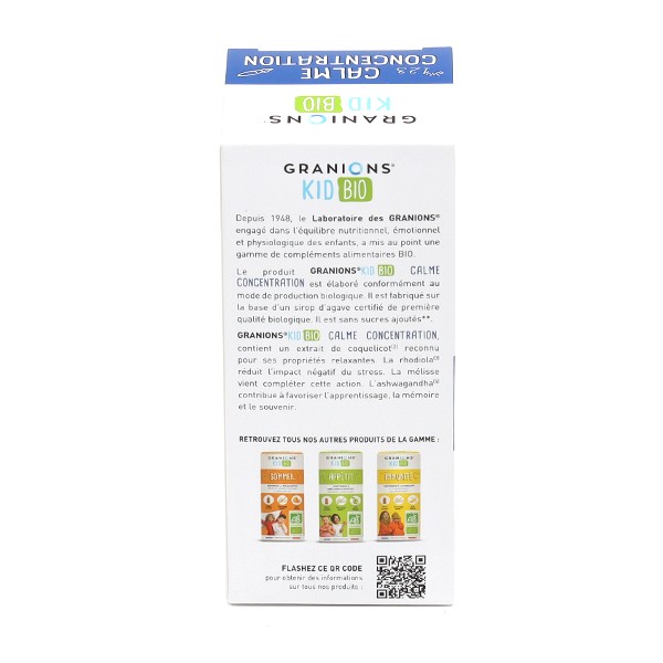 Granions Sirop Kid Bio Calme Concentration - Apprentissage - Stress
