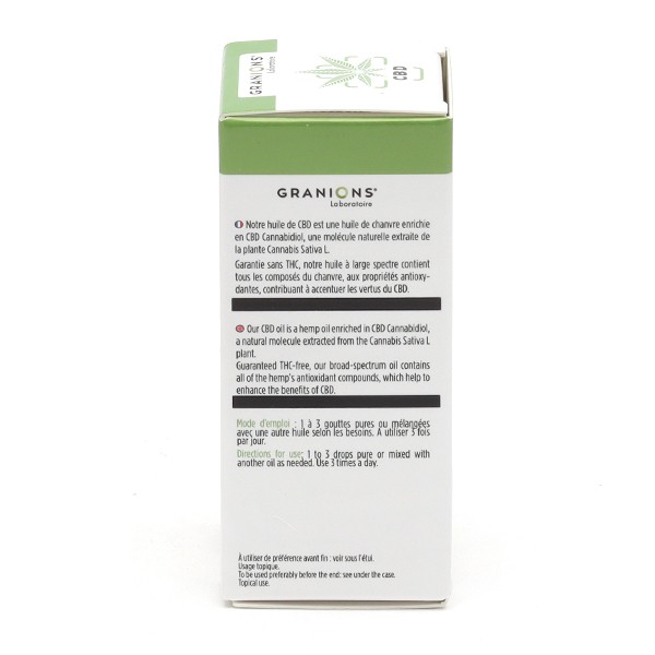 Granions Huile de CBD 20% sans THC - Massage relaxant Chanvre