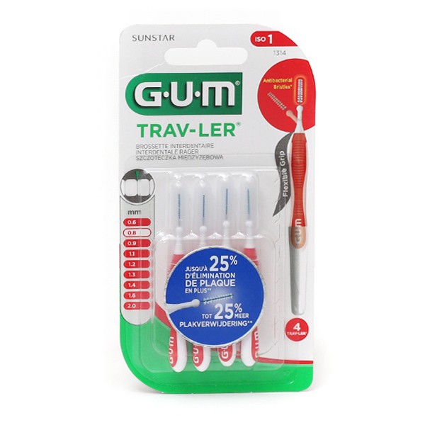 Gum brossette interdentaire cylindrique Trav-ler - Plaque dentaire