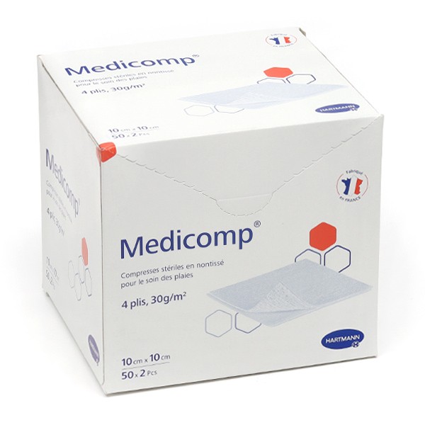 Medicomp compresses en non tissé 10x10cm - Soins des plaies - Très ...