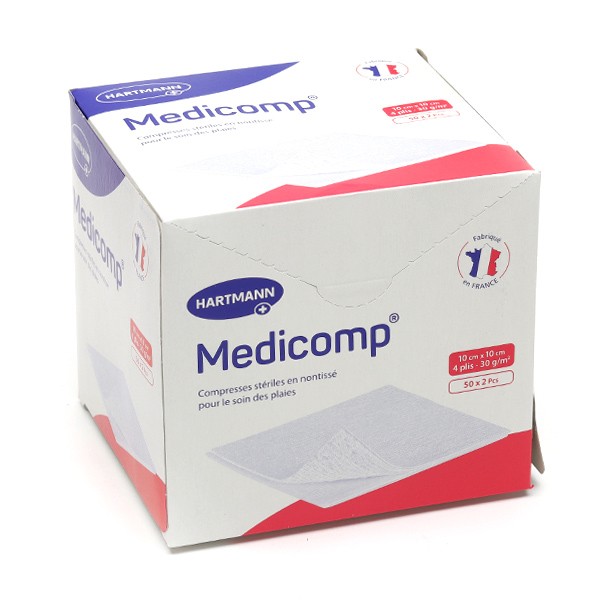 Medicomp compresses en non tissé 10 x 10 cm - Soins des plaies - Très ...