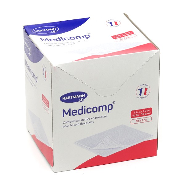 Compresse non tissée stérile 7.5 x 7.5 cm Medicomp Hartmann - Plaies