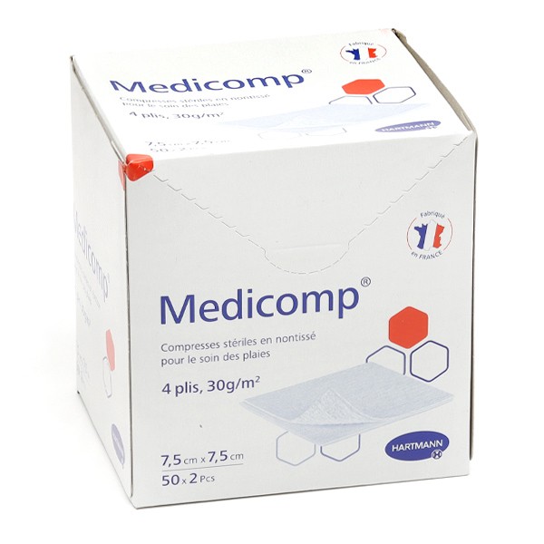 Compresse non tissée stérile 7.5x7.5 cm Medicomp Hartmann - Plaies