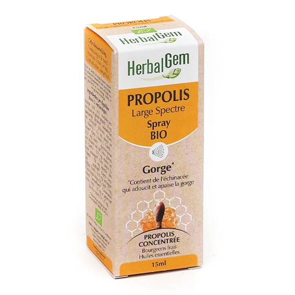 HerbalGem Propolis Bio spray gorge 15 ml - Gemmothérapie + Aromathérapie