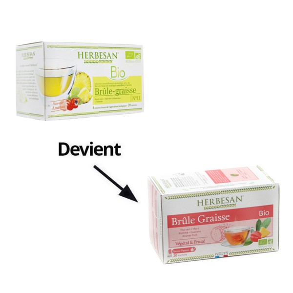 Infusion bio brûle-graisse Herbesan 20 sachets - Tisane Minceur