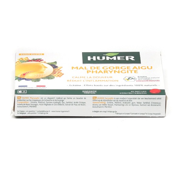 Humer Mal De Gorge Aigu Pharyngite pastilles sans sucre - Inflammation