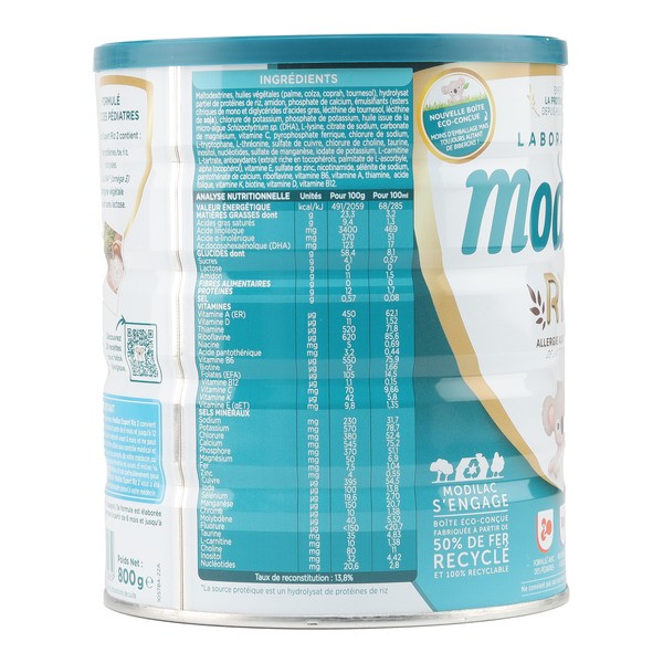 Modilac Riz 2 lait 2ème âge - Bébé APLV - Dès 6 mois