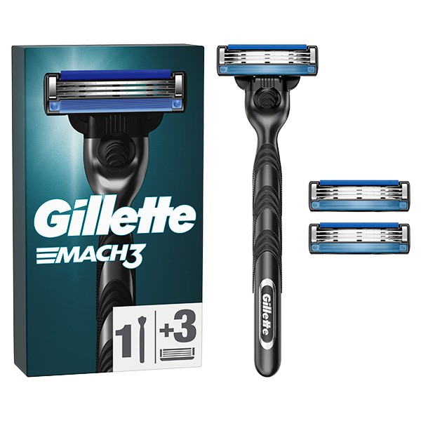 Gillette Rasoir Mach3 avec 3 têtes de rechange - Confort et précision