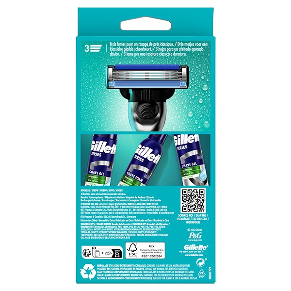 Gillette Rasoir Mach3 avec 3 têtes de rechange - Confort et précision
