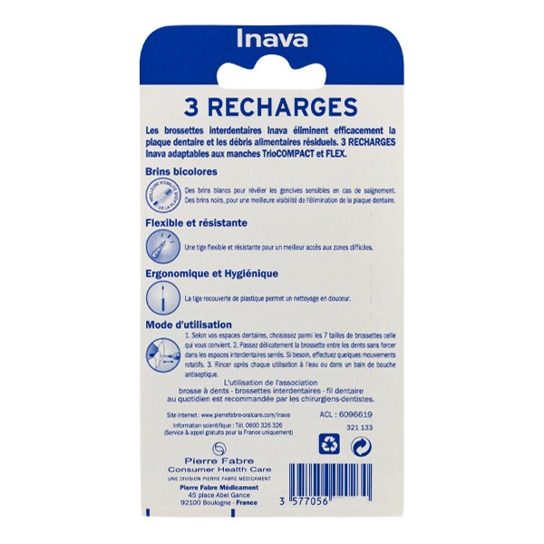 Inava Brossettes Interdentaires Trio Compact recharges - Hygiène dents