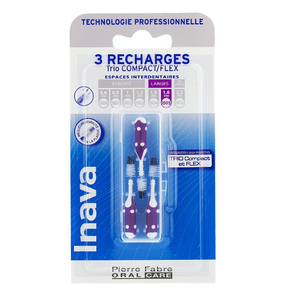 Inava Brossettes Interdentaires Trio Compact recharges - Hygiène dents