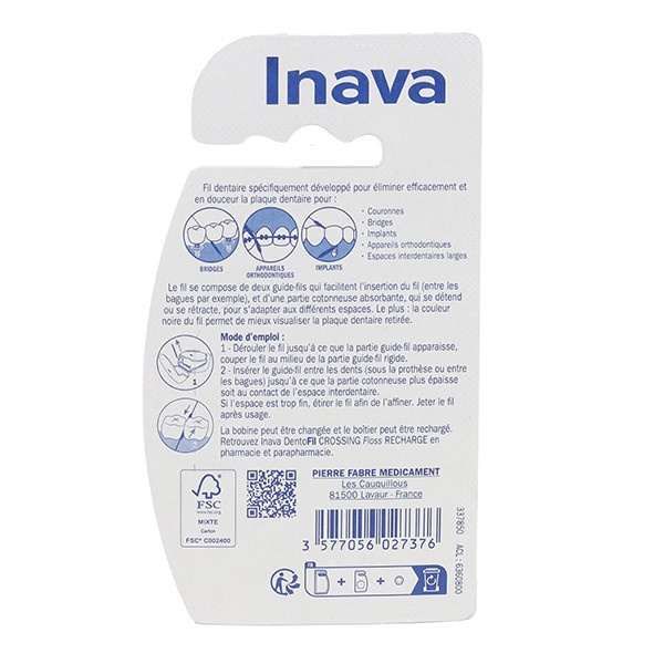 Inava DentoFil Crossing Floss menthe fraîche - Fil dentaire noir