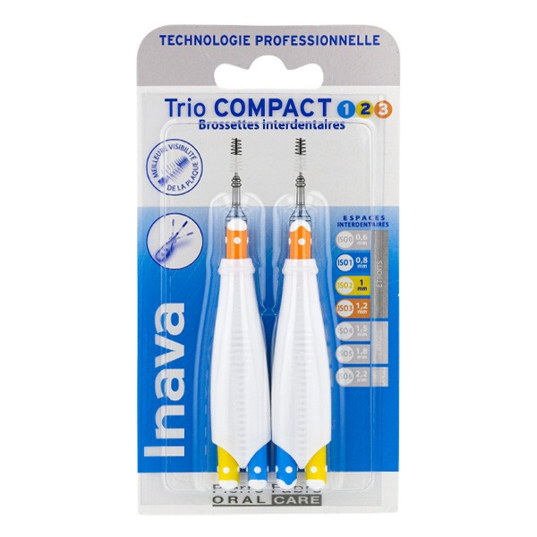 Inava Trio Compact 6 brossettes interdentaires étroits et larges