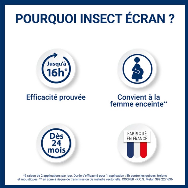Insect Ecran Moustiques, Guêpes et Frelons - Répulsif peau - DEET