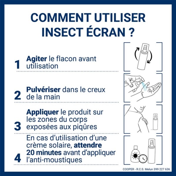 Insect Ecran Moustiques, Guêpes et Frelons - Répulsif peau - DEET