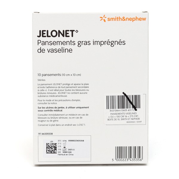 Jelonet Smith&Nephew Pansement gras imprégné – Brulure, petite plaie