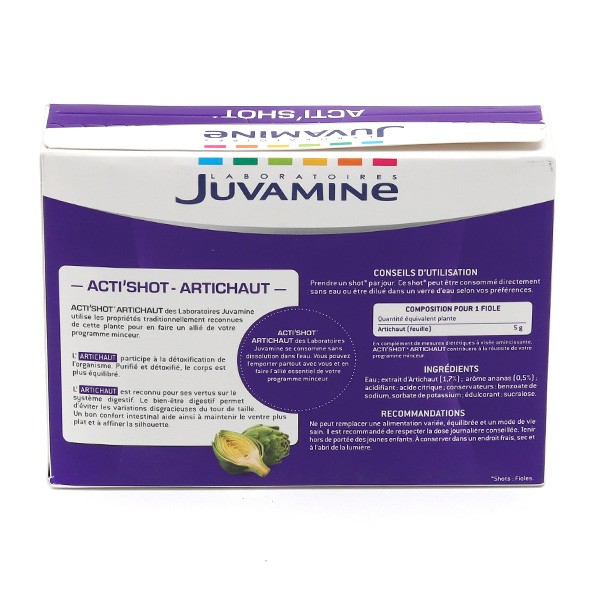 Juvamine Acti Shot Artichaut unidoses à boire - Ventre plat, draineur