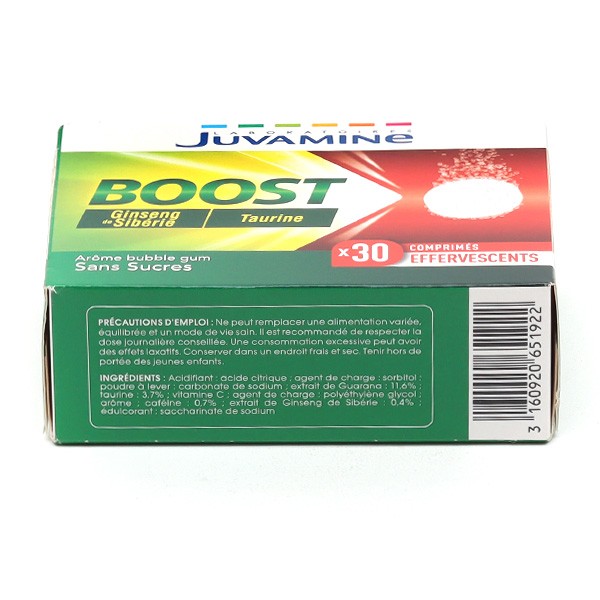 Juvamine Boost Ginseng Taurine comprimés effervescents - Tonus, fatigue