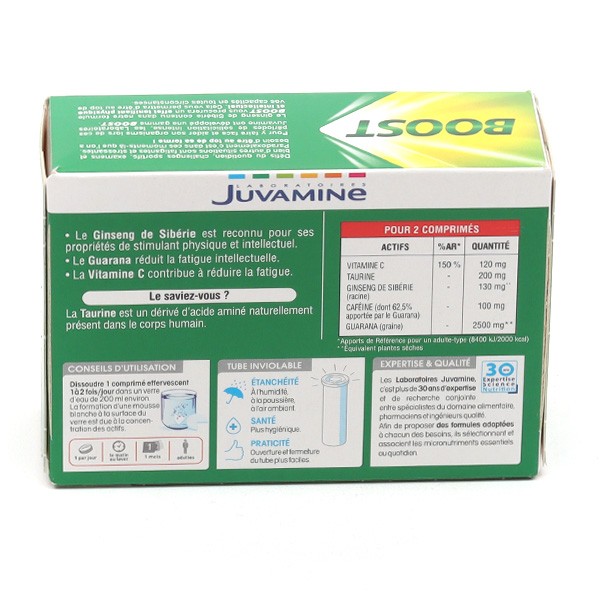 Juvamine Boost Ginseng Taurine comprimés effervescents - Tonus, fatigue