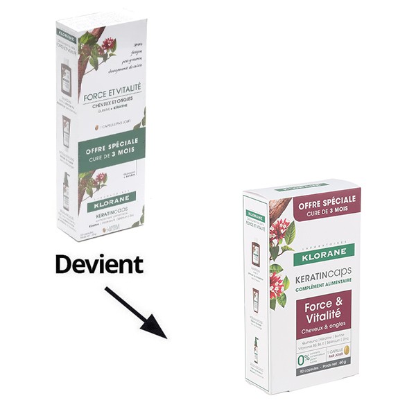 Klorane KeratinCaps Force et Vitalité capsules - Cheveux et ongles