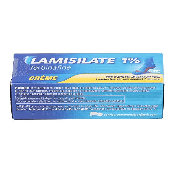 Lamisilate 1 % crème - Terbinafine - Mycose des pieds - Champignons