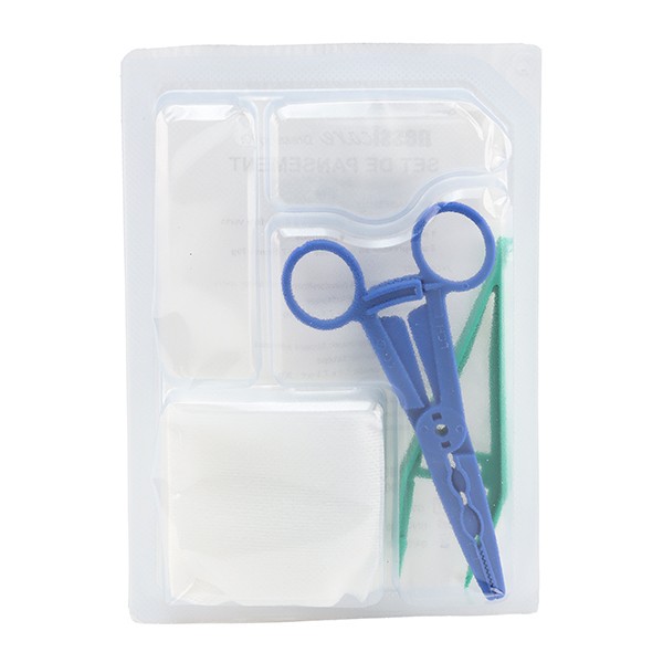 Set de pansement stérile 1 pince 1 kocher 5 compresses - A usage unique