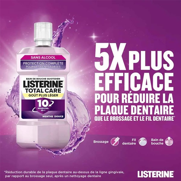 Listerine Total Care bain de bouche sans alcool Menthe douce