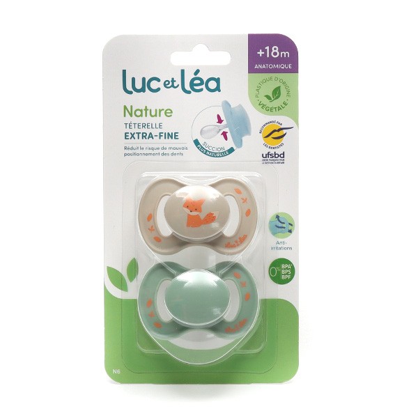 Luc et Léa Nature Sucette silicone anatomique +18 mois - Tétine bébé