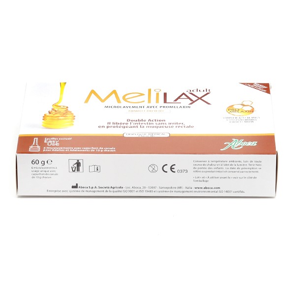 Aboca Melilax lavement au miel Adulte 6 canules - Constipation, transit