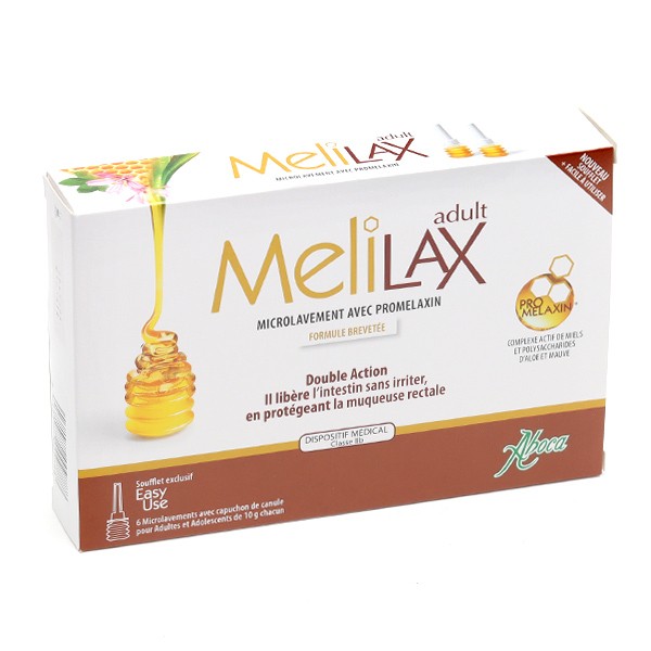 Aboca Melilax lavement au miel Adulte 6 canules - Constipation, transit