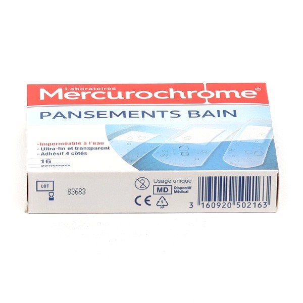 Mercurochrome Pansements imperméables pour le bain - Petites plaies