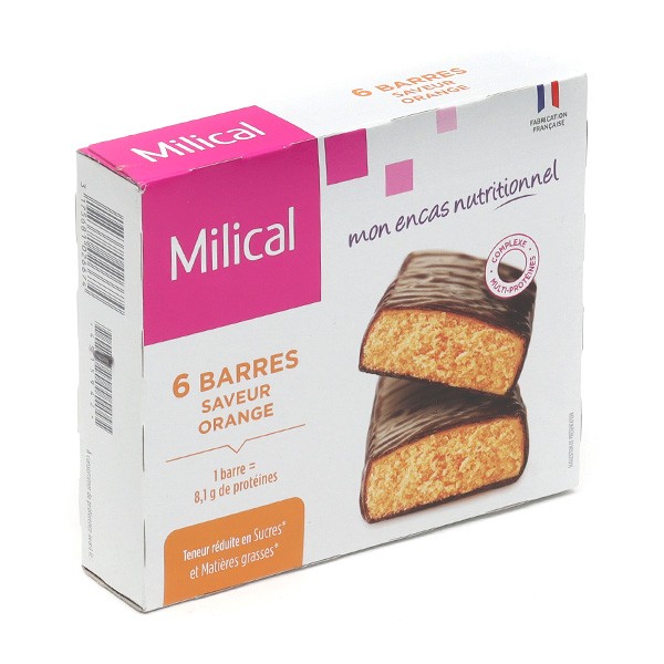 Milical Barres hyperprotéinées chocolat orange - Minceur - Perte de poids