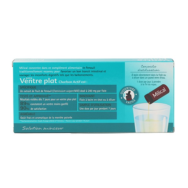 Milical Extra Ventre plat Charbon - Fenouil - Saveur menthe poivrée