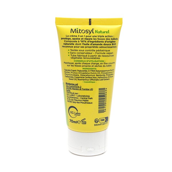 Mitosyl Naturel Crème change 3 en 1 - Erythème fessier - Fesses rouges