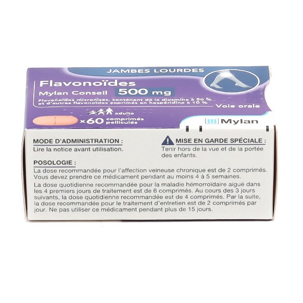 Flavonoides Viatris 500 mg comprimé pelliculés - Traitement Jambes lourdes