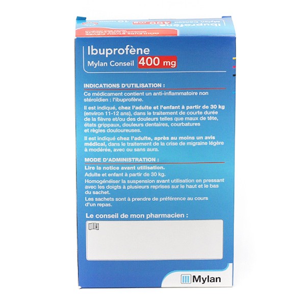 Ibuprofène Viatris 400 mg Sachets - Anti inflammatoire - Douleurs, Fievre