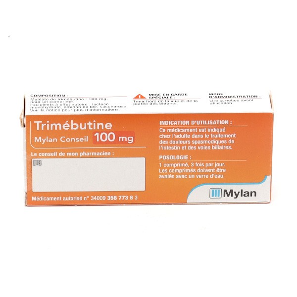 Trimébutine 100 mg comprimé - Mal de ventre - Médicament Antispasmodique