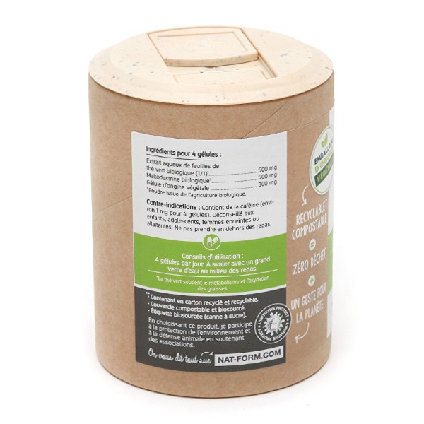 Nat et Form Ecoresponsable Thé vert bio - Brûle graisses - Minceur