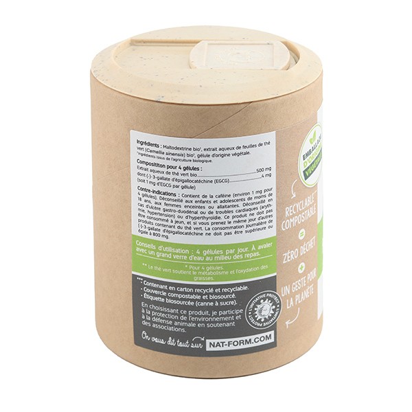 Nat et Form Ecoresponsable Thé vert bio - Brûle graisses - Minceur