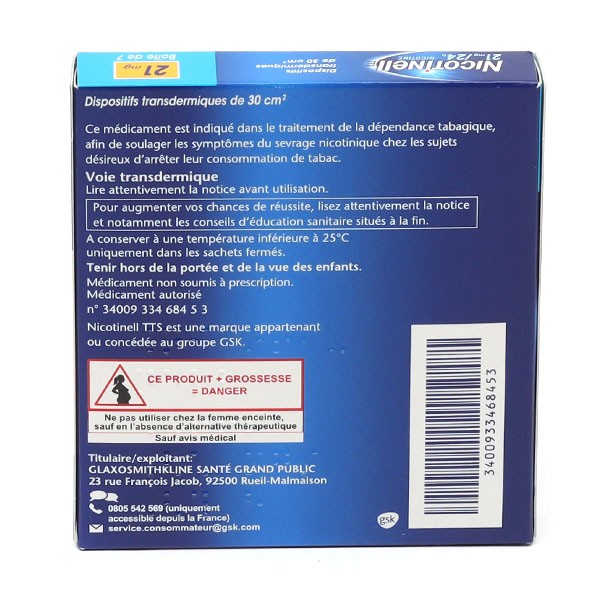 Nicotinell 21 mg Patch nicotine - Anti tabac - Arrêter de fumer