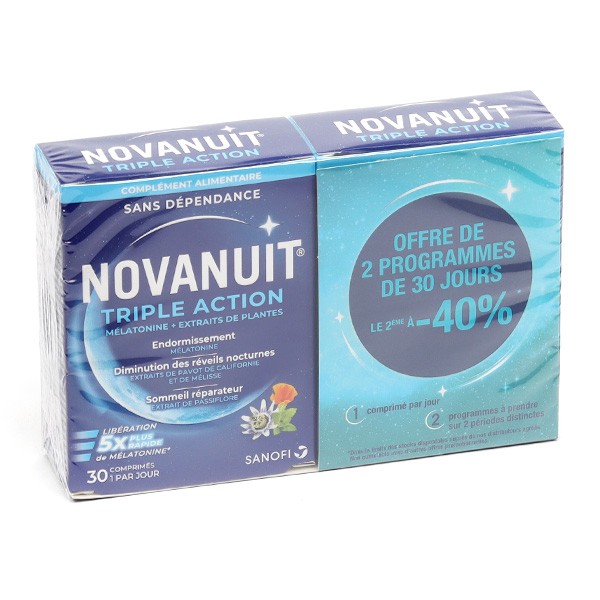 Novanuit Triple Action comprimés - Sommeil - Mélatonine - Insomnie