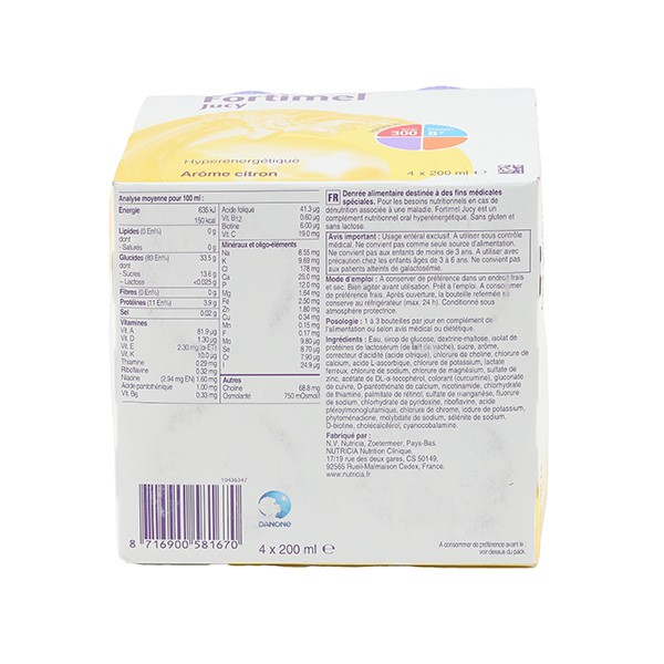 Nutricia Fortimel Jucy Citron - Jus Hyperénergétique - Dénutrition