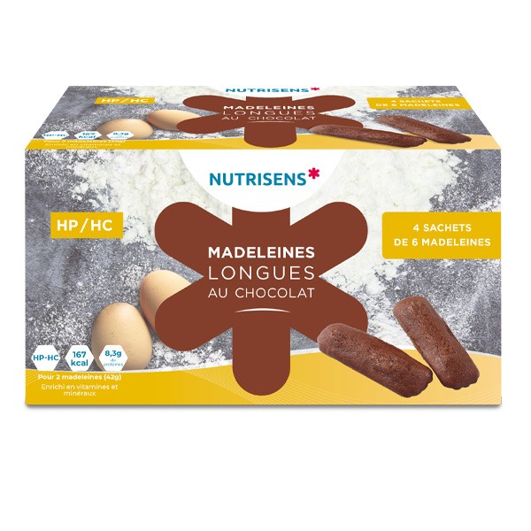 Nutrisens madeleines longues au chocolat HP/HC - Dénutrition