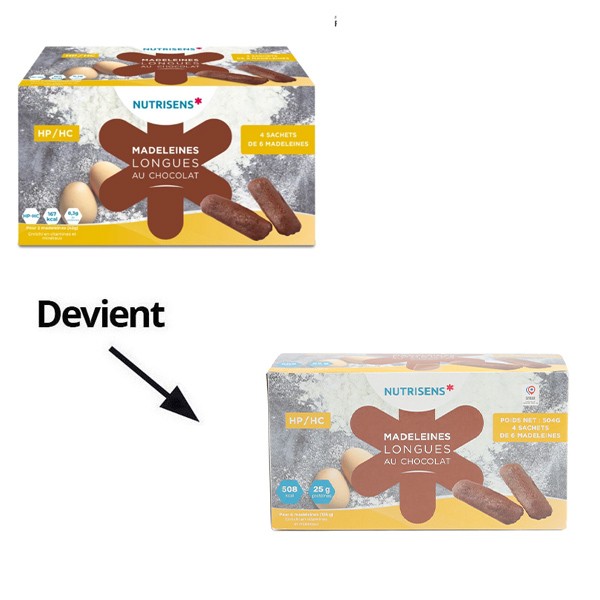 Nutrisens madeleines longues au chocolat HP/HC - Dénutrition