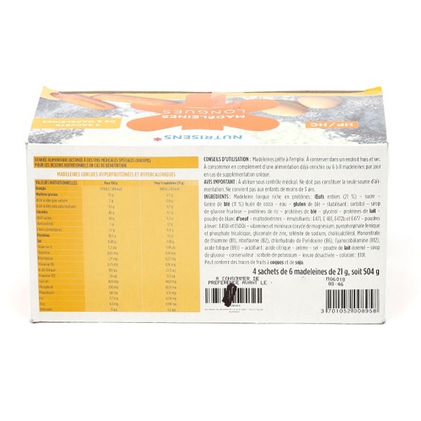 Nutrisens madeleines longues HP/HC 4 sachets de 6 - Dénutrition