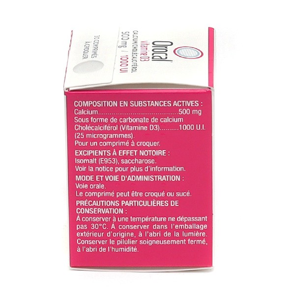 Orocal D3 500 mg/1000 UI comprimés - Carence en calcium et vitamine D
