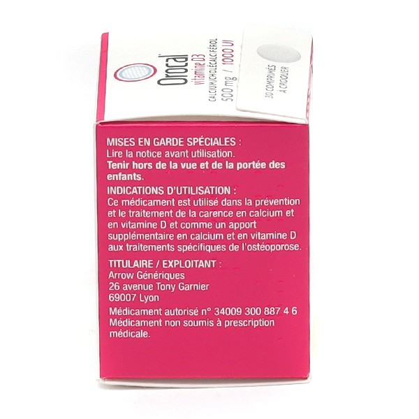 Orocal D3 500 mg/1000 UI comprimés - Carence en calcium et vitamine D
