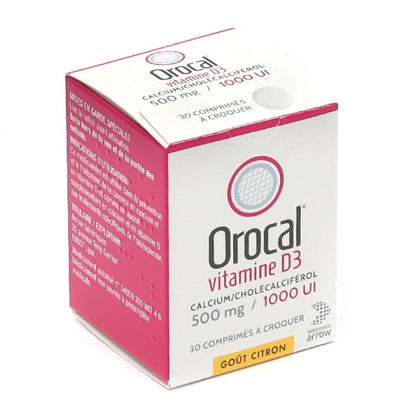 Orocal D3 500 mg/1000 UI comprimés - Carence en calcium et vitamine D