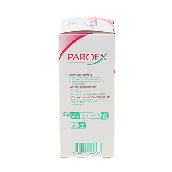 Paroex sans alcool bain de bouche antiseptique - Gingivite, aphtes, abcès